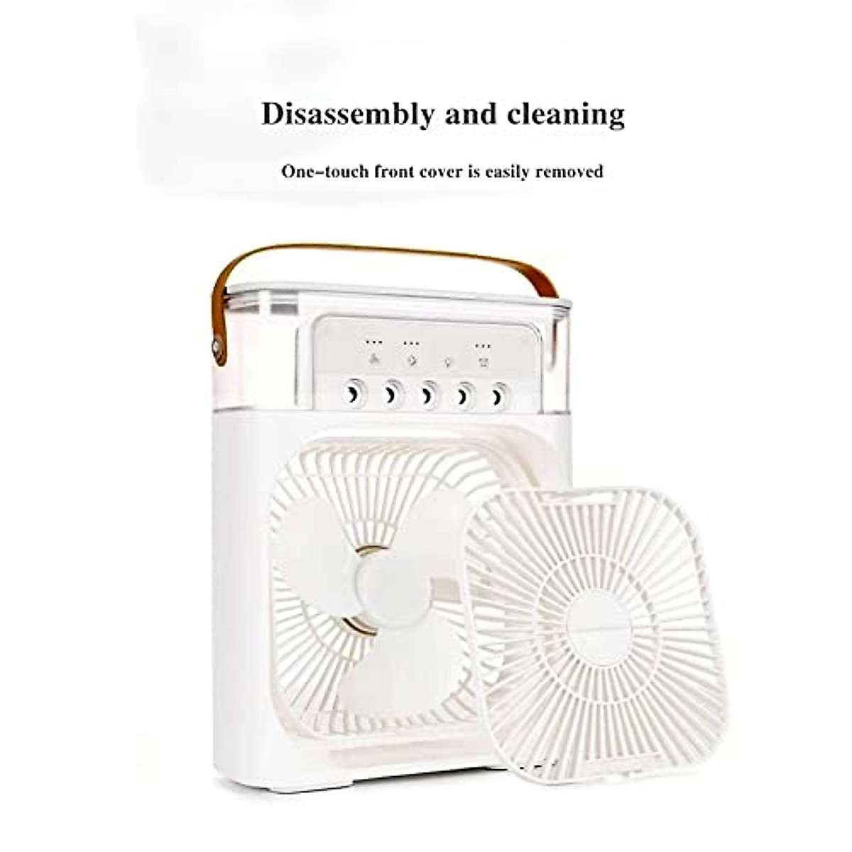 Portable Air Conditioners Fan, 4-IN-1 Personal Mini Cooling Unit with 3-Speeds, 5 Misting Holes, 7-Color Light, USB Handle, Auto Timer, Ideal for Room, Office, Travel (White)