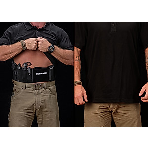 BRAVOBELT Belly Band Holster - Athletic Flex FIT for Running, Jogging, Hiking - G17-43 S&W M&P 40 Shield Bodyguard Kimber (Up to 44" Belly, Black)