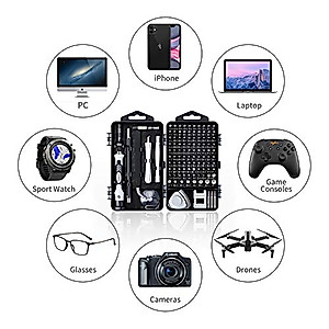 Precision Screwdriver Set, SHOWPIN 122 in 1 Computer Screwdriver Kit, Laptop Screwdriver Sets with 101 Magnetic Drill Bits, Electronics Tool Kit Compatible for Computer, Tablet, PC, iPhone, PS4 Repair