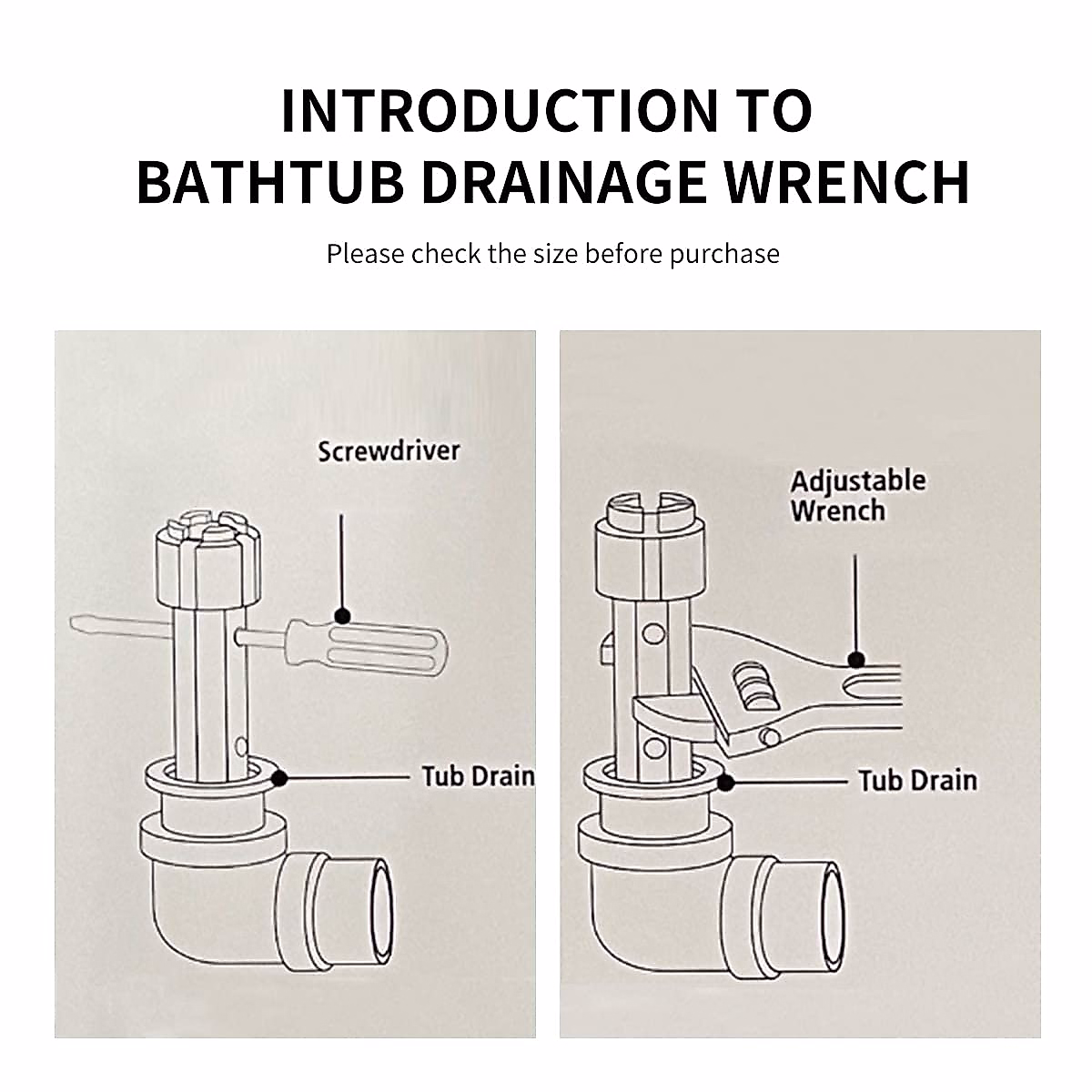 Bdmetals Tub Drain Remover Wrench-Die-Cast Aluminum Tub Drain Tool Wrench for Bathroom and Bathhouse