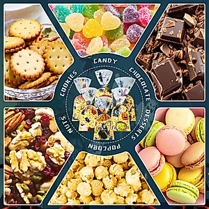 Lanfixilly Halloween Cellophane Treat Bags, 150 PCS Halloween Candy Bags, Halloween Treat Bags, 6 Styles Halloween Goodie Bags Gifts Bags with Twist Ties for Trick or Treat Party Favors Supplies