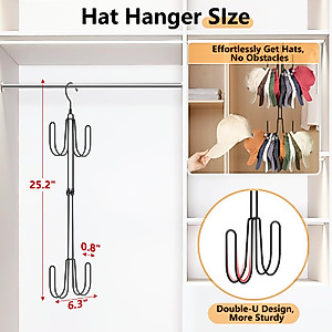 Hat Hangers for Closet, Stainless Steel Hat Organizer, Hat Racks for Baseball Caps, Cap Organizer for Baseball Caps, 1 Pack Brand: NANATI