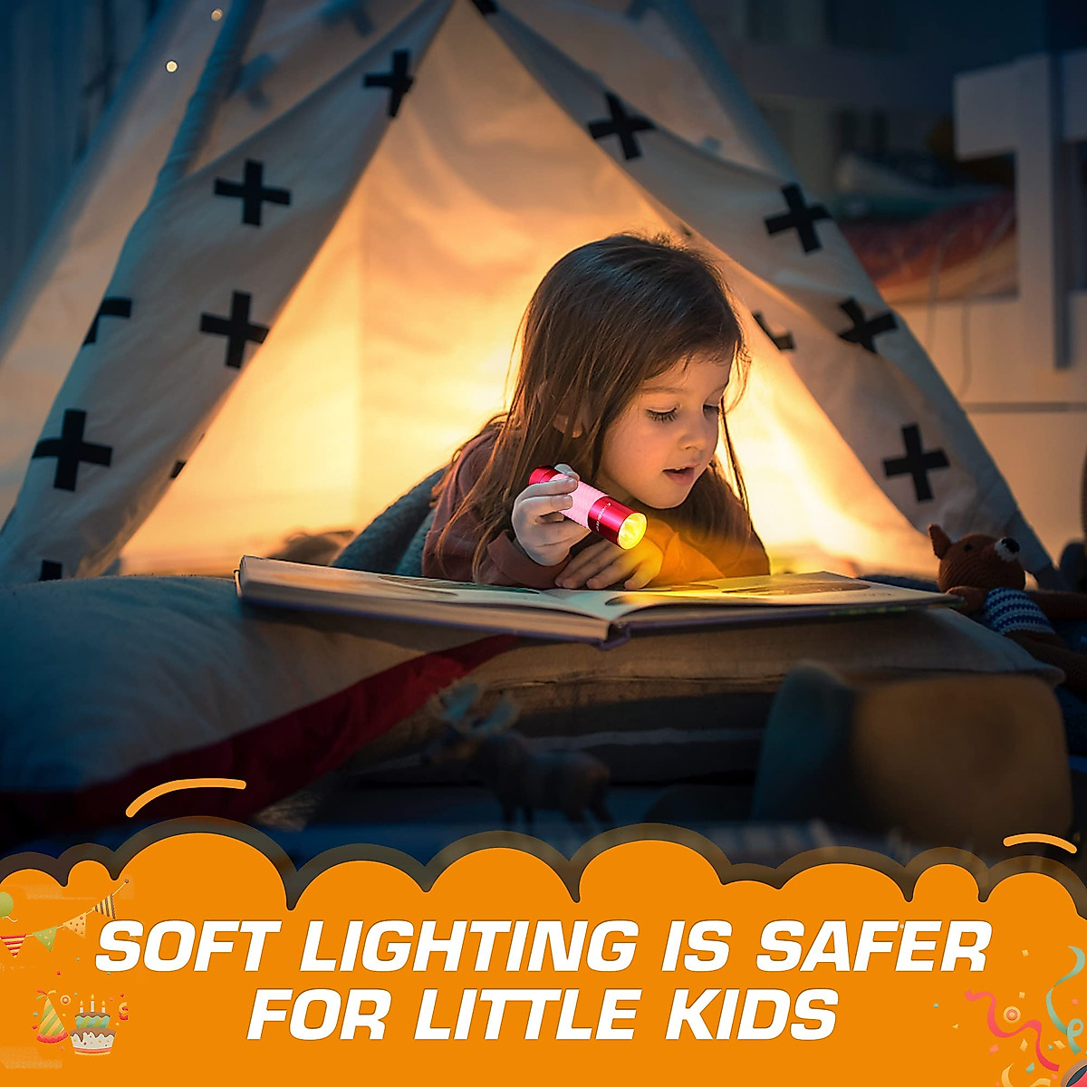 EverBrite 6-Pack Mini Flashlights, Glow in Dark Flashlights, Aluminum LED Flashlights Party Favors Assorted Colors for Camping, Hiking, Indoor, 18XAAA Batteries Included