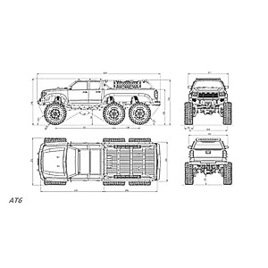 wheelfun CROSSRC 6WD RC Off-Road Truck Pickup 1/10 6X6 AT6 Remote Control Electric Climbing Cars Rock Crawler 2Speed Gearbox Motor ESC Servo Light Hobby Grade Pickup for Adults