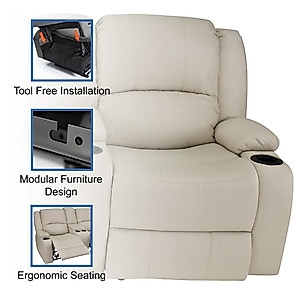 RecPro RV 70" Powered Sofa Recliner & Console | Loveseat with Cupholders | Ultrafabrics Brisa (Birch)