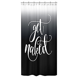 Riyidecor Small Stall Shower Curtain Ombre Get Naked 36Wx72H Inch Black White Texture Single Cool Abstract Funny Fashion Modern Unique Urban Trendy Polyester Waterproof Home Bathroom Decor Fabric