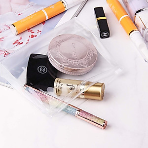 JIAKAI 12pcs Mini Small PVC Transparent Plastic Cosmetic Organizer Bag Pouch With Zipper Closure for Vacation Travel, Bathroom and Organizing Makeup Bag