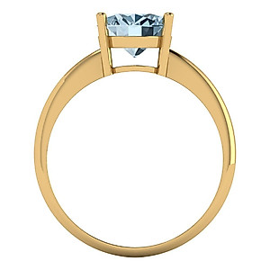Clara Pucci 2.5ct Oval Cut Solitaire Natural Aquamarine Engagement Wedding Bridal Promise Anniversary Ring 18K Yellow Gold Size 5.75