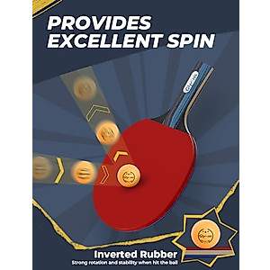 Glymnis Ping Pong Paddles Set of 4 Table Tennis Rackets with 8 Balls, Storage Case for Indoor Outdoor Table Tennis Paddle Game Accessories