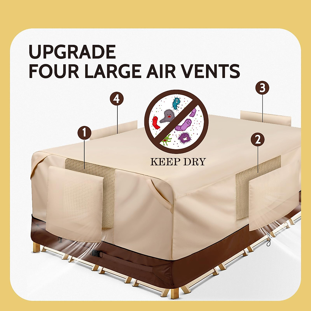 COSFLY Waterproof Patio Furniture Set Covers Durable, Outdoor Table and Chair Covers Rectangular Large - Fits up to 108L x 82W x 28H inches