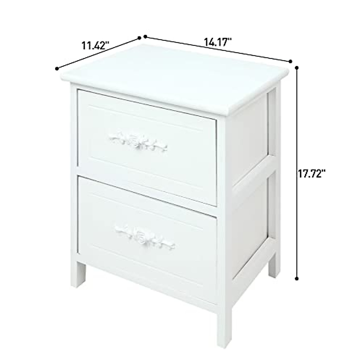White Nightstands Set with Drawers, Wooden Night Stands Fully Assembled Modern White Night Stands with 2 Drawers, Night Stands Set of 2 for Small Space, Bedroom, Office
