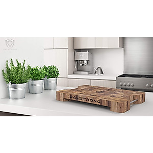 The Dalstrong Lionswood End-Grain Teak Cutting & Serving Board Bundled with The Gladiator Series Elite 7" Santoku Knife