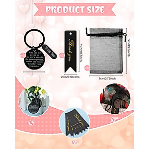 Yinkin 300 Pcs Christmas Employee Thank You Gifts Bulk Gifts for Coworkers Include 100 Inspirational Employee Appreciation Keychain Gifts 100 Organza Bags 100 Cards for Teacher Nurse Team(Black)