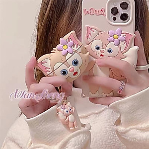LVANLLF Cool Silicone Pink LinaBell Fox Animals Headphone Case Compatible with Airpods Pro Headphones Funny Cat Cover with Key Chain for Girls Teenager Best Gift