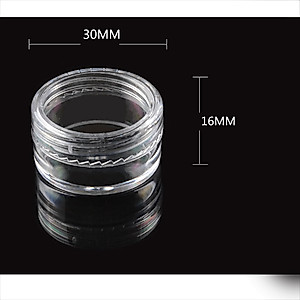 200 PCs 5 Gram Empty Plastic Cosmetic Samples Container for Make Up, Eye Shadow, Nails, Powder, Gems, Beads, Jewelry, Cream Small Clear Pot Jars with Lids