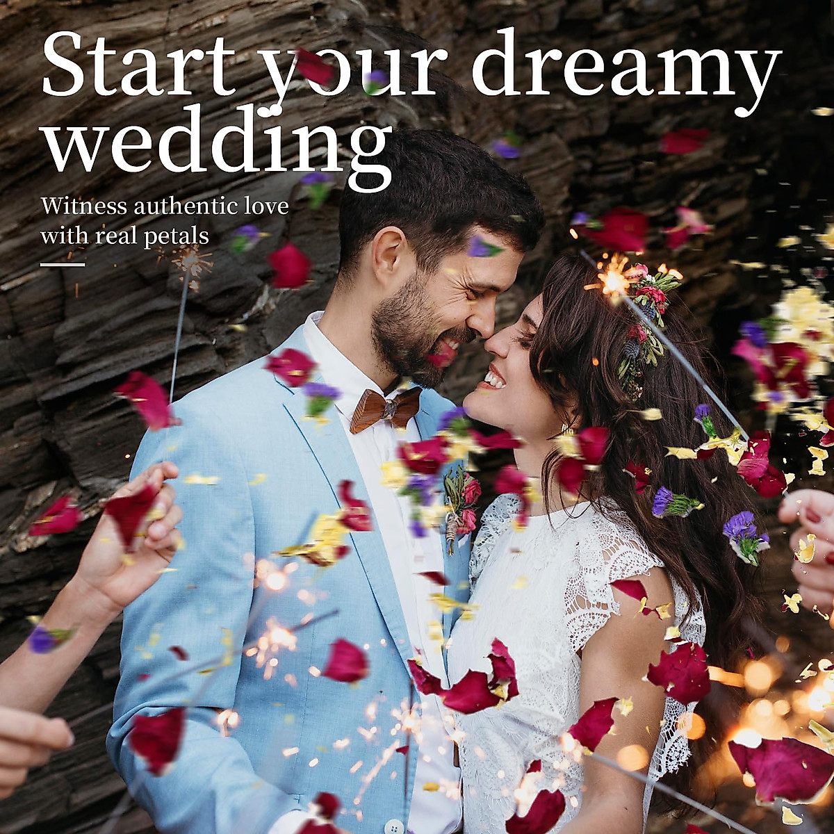 Oning 52 Pack Mix Bio Confetti, Dried Flower Petals, Real Rose Petals for Weddings, Valentine's Day Gifts, Wedding Confetti, Wedding Send Off Ideas, Flower Girl Dinner Table Centerpieces