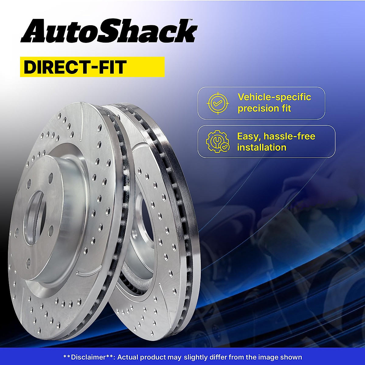 AutoShack Front Drilled Slotted Brake Rotors Silver Pair of 2 Driver and Passenger Side Replacement for 2009 2010 2011 Nissan Murano 2009-2014 2016-2023 Maxima 3.5L V6 AWD FWD PR41529DSZPR