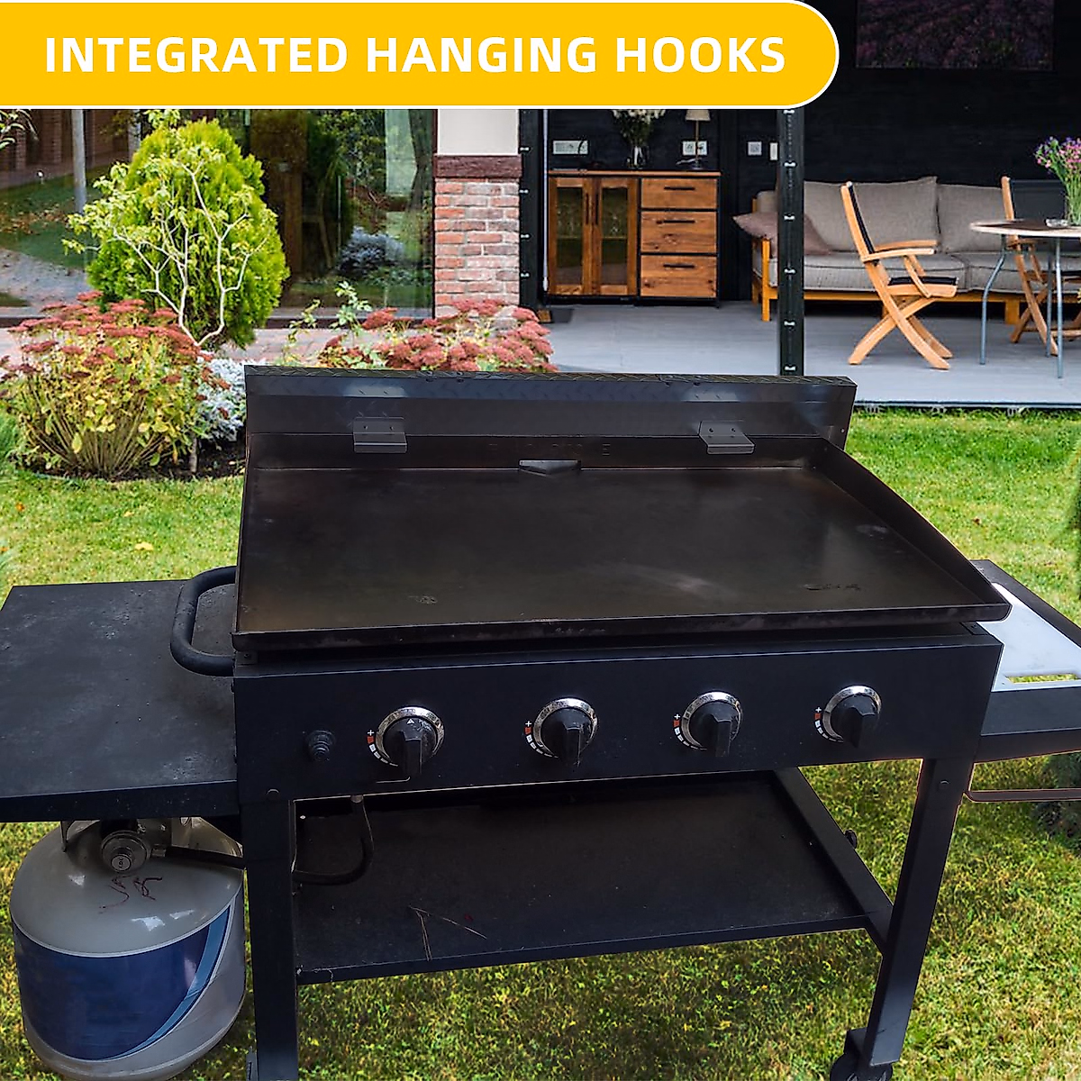 HECASA Griddle Hard Top Lid Black Grill Cover with Handle Outdoor Home BBQ Hood for 36" Front or Rear Grease Griddle 36 Inch