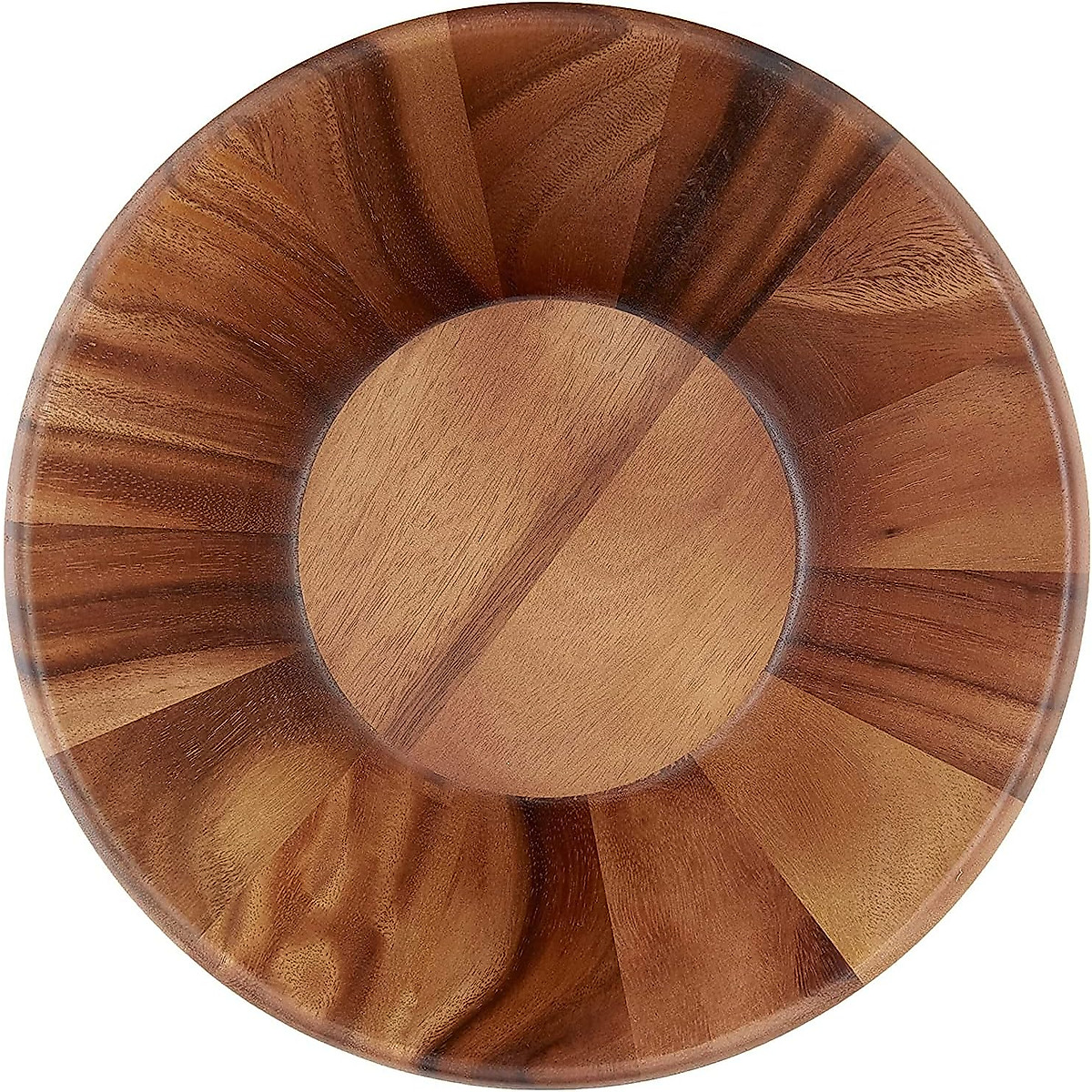 Lipper International Acacia Round Flair Serving Bowl for Fruits or Salads, Large, 12" Diameter x 4.5" Height, Single Bowl