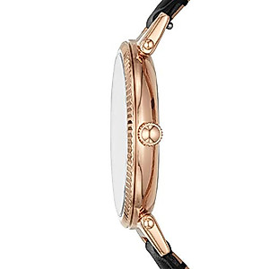 Fossil Women's Daisy Quartz Stainless Steel and Leather Three-Hand Watch, Color: Rose Gold, Black (Model: ES4793)