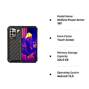 Ulefone Power Armor 18T 5G Rugged Phone, Thermal Imaging Camera 108MP Main Camera, 17GB+256GB MTK Dimensity 900, 9600mAh Battery QI 15W Wireless Charging, 6.58” FHD+ Corning Gorilla Screen, Android 12