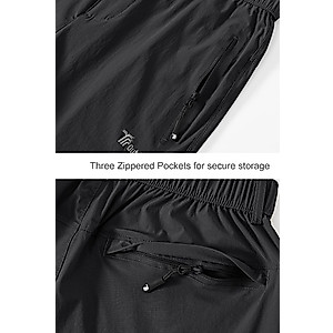 Gopune Women's Hiking Pants Lightweight Quick Dry Water Resistant Elastic Waist Workout Travel Athletic Joggers (Black,S)