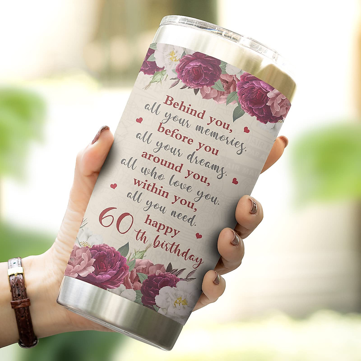 DOAKIZZ 60th Birthday Gifts for Women Stainless Steel Tumbler/Cup 20oz 1PC