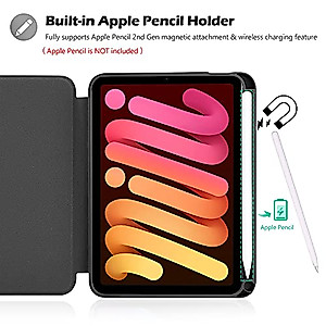 ProCase Cover for iPad Mini (A17 Pro) 2024 / iPad Mini 6 Case 2021 Mini 6th Generation Case with Pencil Holder, Slim Smart Folio Stand Cover Shockproof Protective Cases for iPad Mini 8.3 Inch -Black