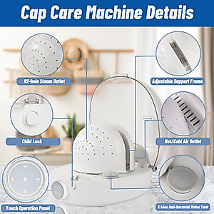 Automatic Cap Cleaner with steam and Dry,steam Cleaning&Ironing and Drying for Bucket hat Baseball Cap,hat Cleaner&Dryer for Trucker hat etc