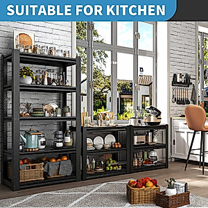 BIZOEIRON 72" H Metal Storage Shelving, 2500LBS Heavy Duty Shelves Unit, Adjustable 5 Tier Storage Rack, Industrial Utility Shelf for Garage, Warehouse, Bedroom, Kitchen,16" D×36“W×72”H, Black