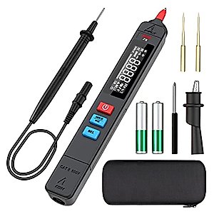 BSIDE Pen-Type Digital Multimeter EBTN LCD 6000 Counts Portable Smart Ohmmeter Capacitance Diode Ohm Hz V-Alert Live Check Voltage Tester with Back Probe Pins for Electronic Maintenance