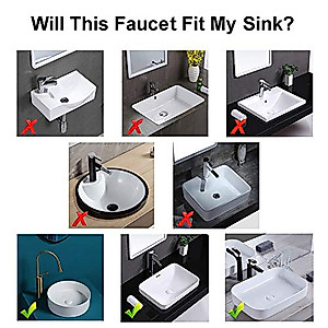 Wovier Oil Rubbed Bronze Waterfall Bathroom Faucet,Single Handle Single Hole Brass Lavatory Vanity Vessel Faucet,Slanted Body Basin Mixer Tap Tall Body with Supply Hose,Black