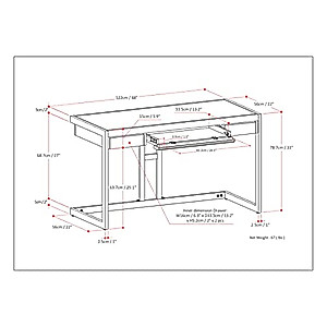 SIMPLIHOME Erina SOLID ACACIA WOOD Modern Industrial 48 inch Wide Small Desk in Distressed Charcoal Brown