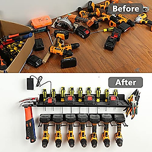 UU-Major Power Tool Organizer for Garage Organization,Drill Holder Wall Mount for Tool Stoarge,Tool Organizers and Garage Storage Shelves for Charging.Heavy Duty With 7 Holders…