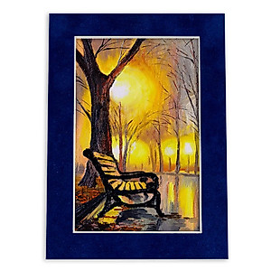 8x11 Mat Bevel Cut for 5.5x8.5 Photos - Acid Free Brooke Blue Suede Precut Matboard - For Pictures, Photos, Framing - 4-ply Thickness