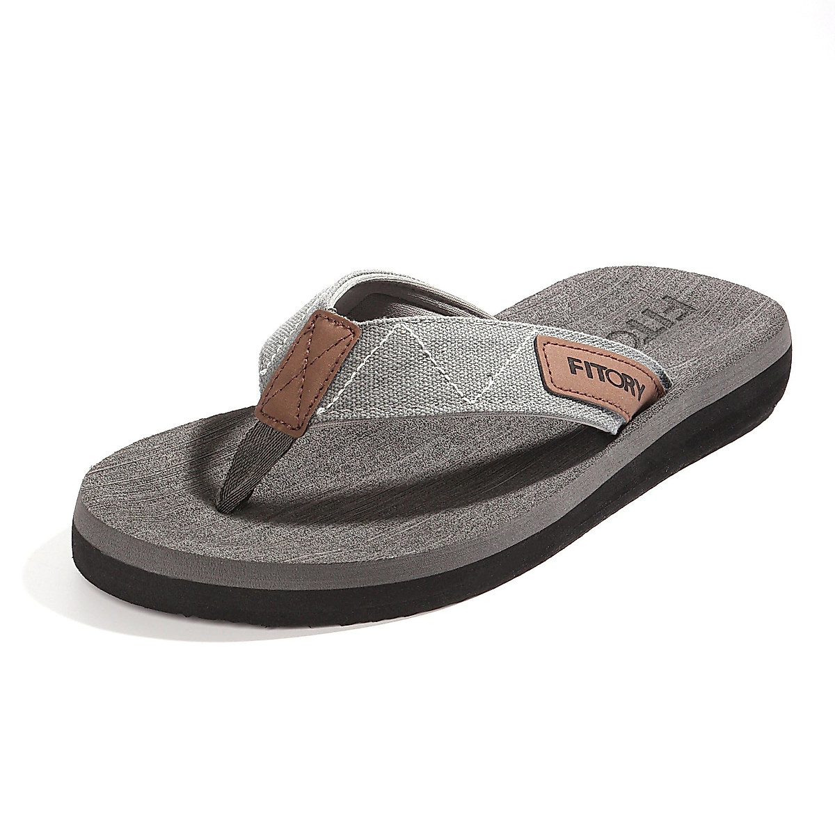 FITORY Men's Flip-Flops, Thongs Sandals Comfort Slippers for Beach Grey Size 11