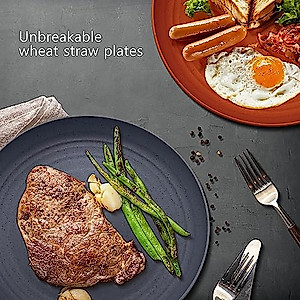 Yemyep Wheat Straw Plates 9 Inch Dinner Plates Set of 8, Microwave&Dishwasher Safe, Unbreakable Plastic Plates, Reusable, Lightweight Plates for kitchen, camping, Party(Beige)