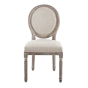 Modway Emanate French Vintage Upholstered Fabric Dining Side Chair in Beige