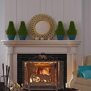 BestGiftEver 3-Panel Fireplace Screen Decorative with Bear Alone in The Forest - Stand Alone Fireplace Cover Metal Mesh Screen - Home Decorative Firescreen for Cabin, Wildlife, and Woodland Theme