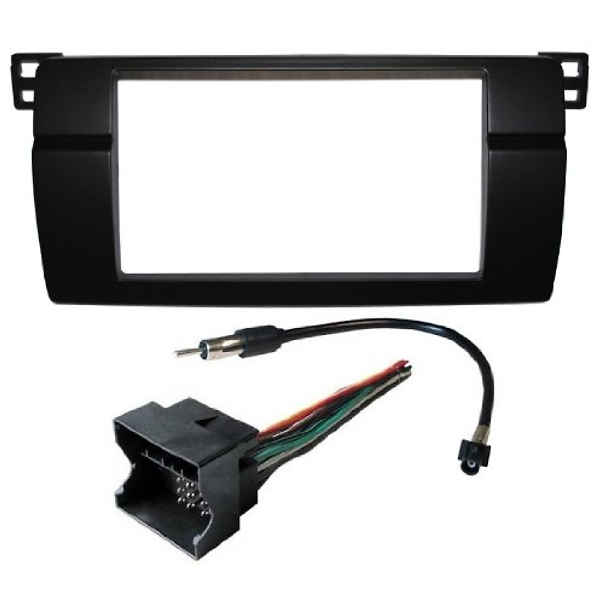 Aftermarket Radio Stereo Installation Complete Double Din Dash Kit Compatible with BMW 3 Series E46 Wiring Harness Antenna Adapter