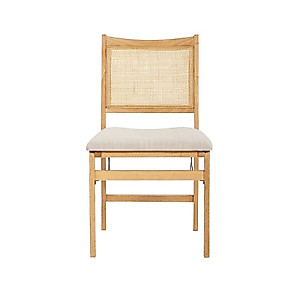 Powell Furniture Linon Lorna Rattan Cane Wood Folding Dining Side Chair in Beige