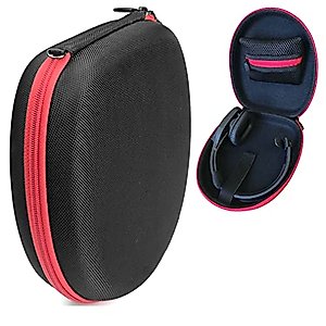 Headset Case for VXi BlueParrott B450-XT, B450-XT -204010-C, B350-XT, B250-XTS, C400-XT, Mesh pocket for cable, amplifier and other accessories, detachable wrist strap for easy carry, Black + red zip