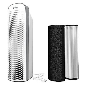 Pure Enrichment® PureZone™ Elite True HEPA Large Room Tower Air Purifier Bundle, Air Quality Monitor, 4 Stage Filtration and UV-C Light, Helps Destroy Bacteria, Smoke, Pollen & Dust