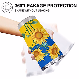 LALIHRLAL I Love Ukraine Flag Sunflower Tumbler Insulated Stainless Steel Travel Tumbler Car Cup With Lid 20 OZ