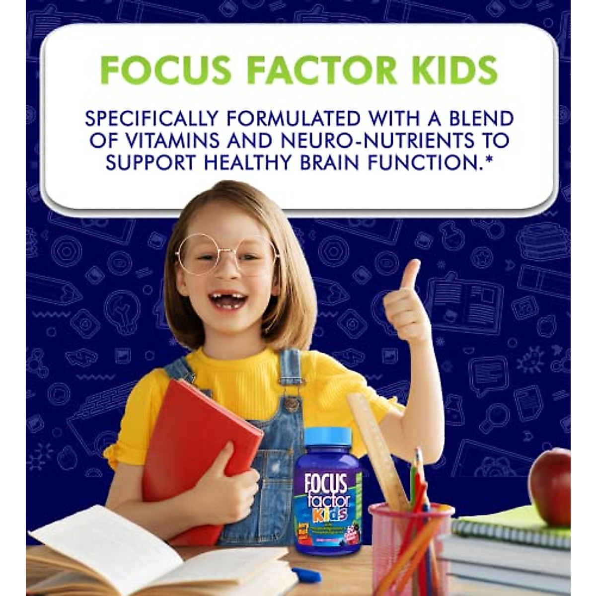 Focus Factor Kids Complete Daily Chewable Vitamins: Multivitamin & Neuro Nutrient (Brain Function) w/Vitamin B12, C, D3-60 Count