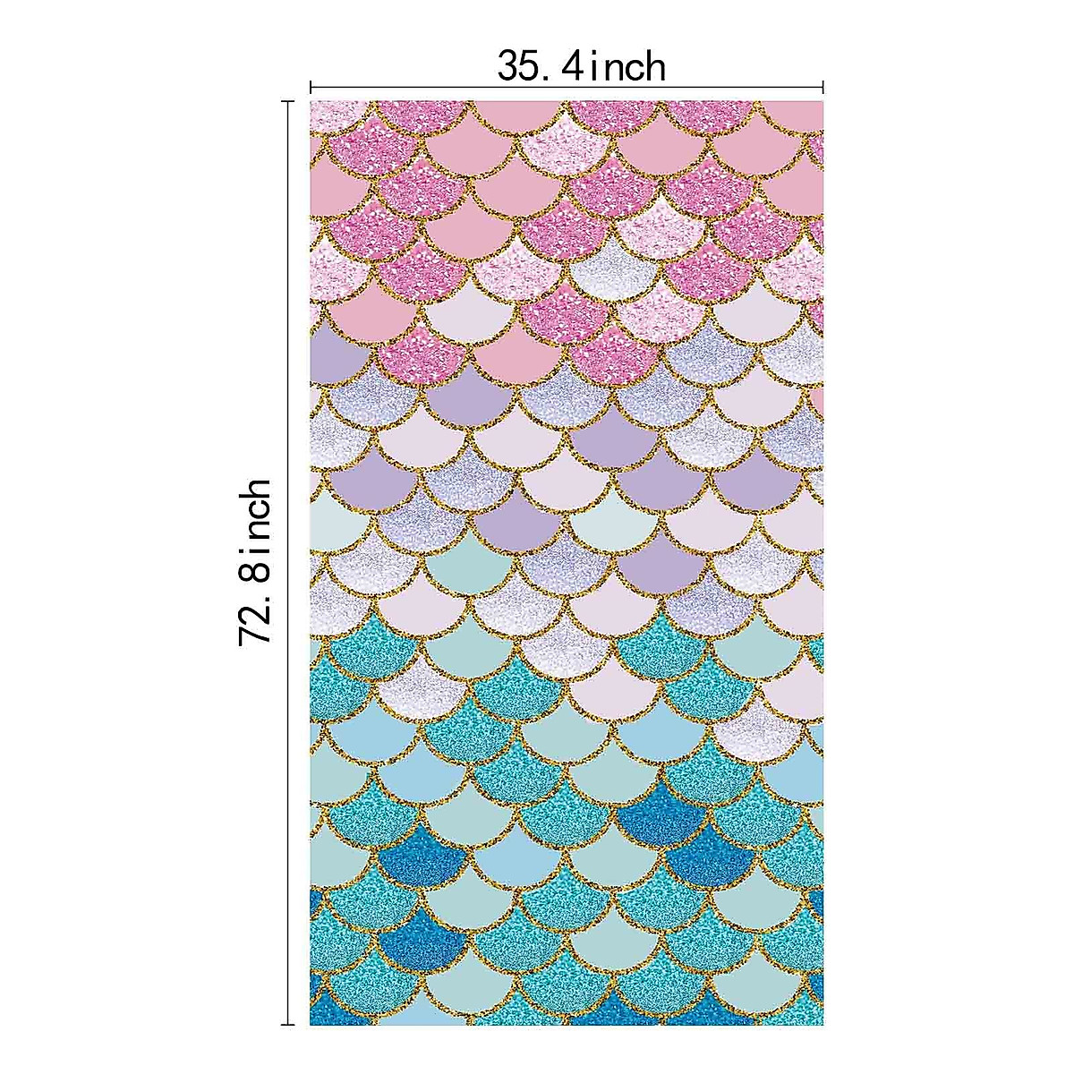 ZDX Mermaid Scales Door Banner Gold Glitter Purple Pink Blue Photo Backdrop Decor Princess Baby Shower Mermaid Birthday Party Door Hanger Cover Sign Supplies Poster Background Decor 72.8 x 35.4in