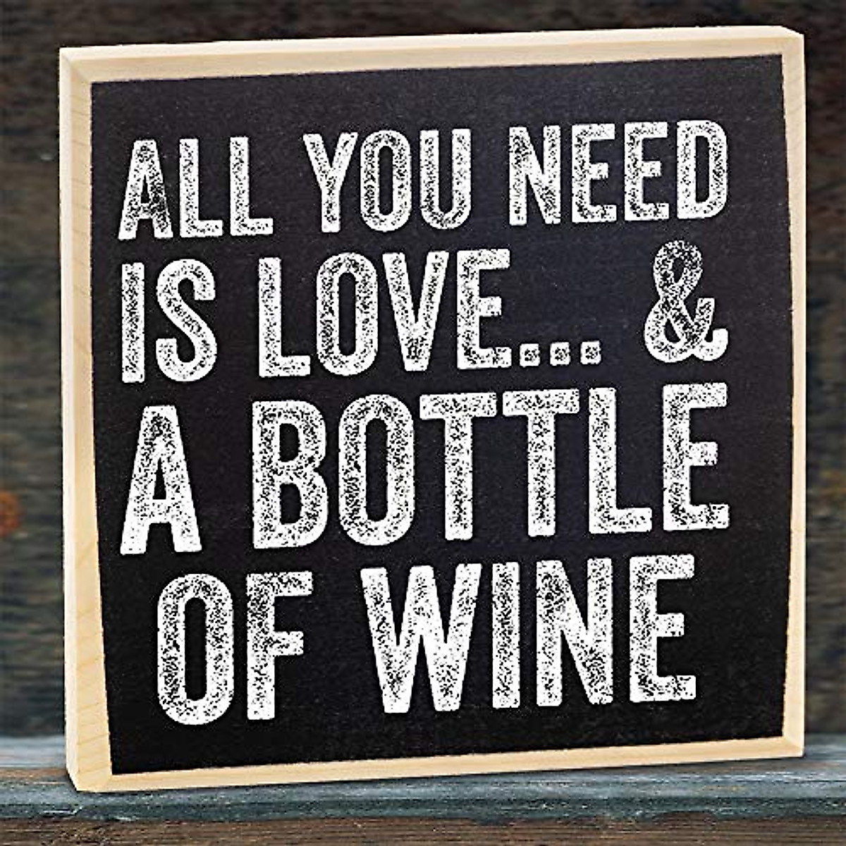 Love and A Bottle of Wine - Wooden Sign Wall Art - Great Home Bar Decoration, Kitchen and Dining Room Display, Unique for Couples Housewarming Gift, 7x7 Wooden Sign