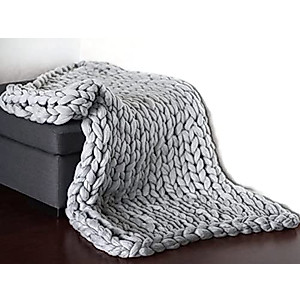 BGHN Chunky Knit Blanket Large, Cozy Handmade Throw Blanket, Bedroom Home Decor for BedSofaCouch, Blush, 24 in x 24 in, ZTT83-Blush-60x60