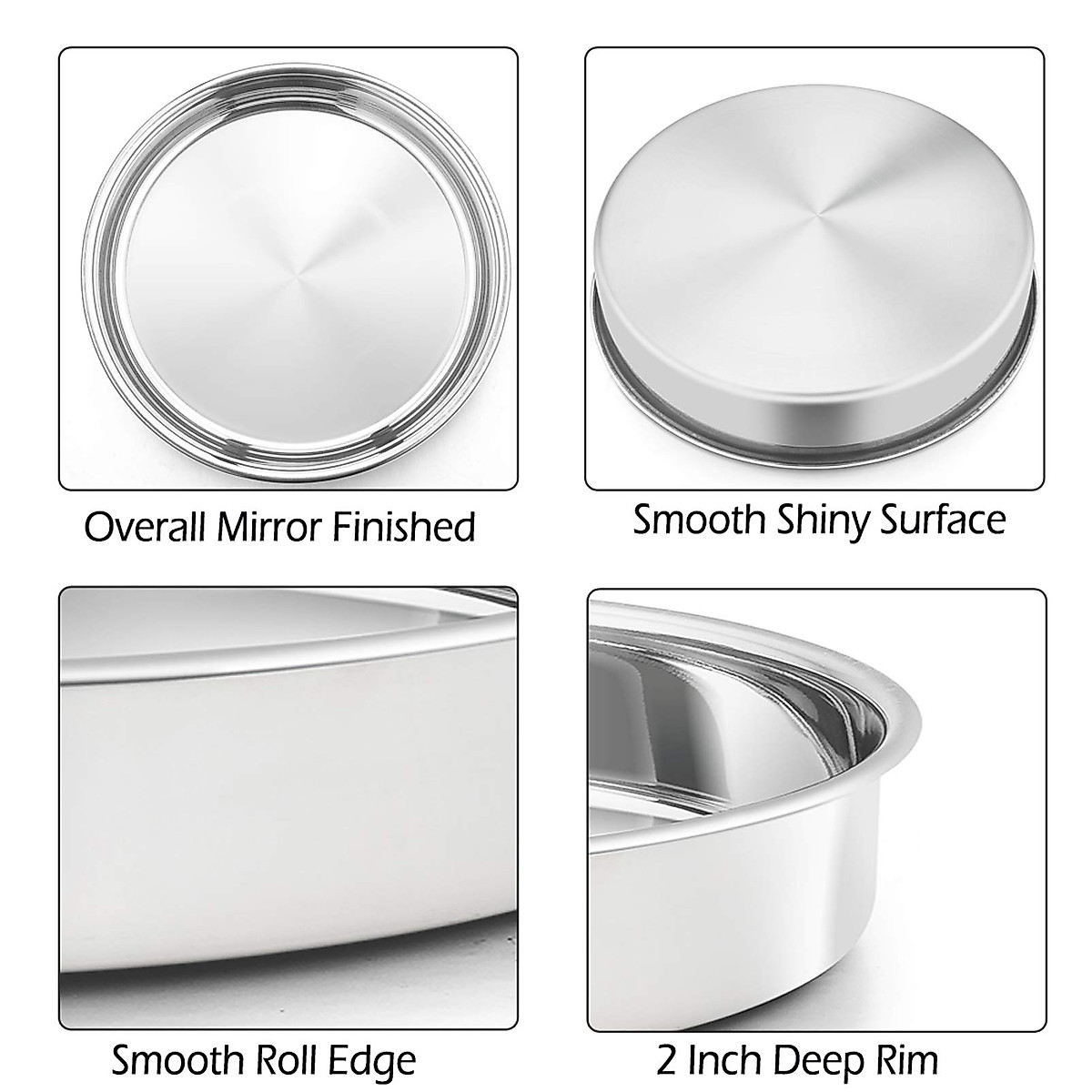 9½-inch Round Cake Pan, P&P CHEF Stainless Steel Bakeware Cake Pan, Easy Releasing & Cleaning, Oven & Dishwasher Safe, Round/Sliver