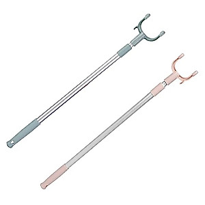 GARVALON 2pcs Clothesline Clothes Drying Clothes Reaching Rods Coat Hooks Heavy Duty Metal Hangers Clothing Racks for Home Reach Pole Telescoping Reach Sticks Adjustable Clothesline Rod Pp